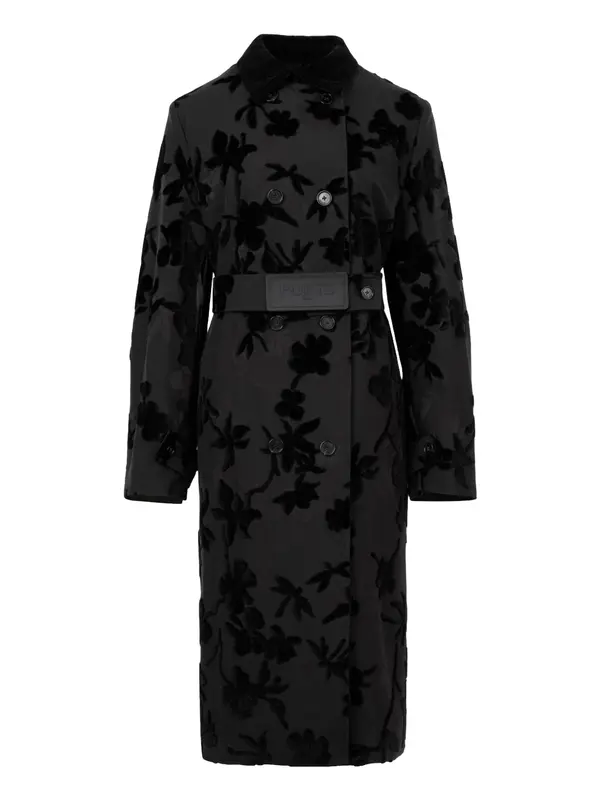 Ports 1961 Floral-print Trench Coat - Black