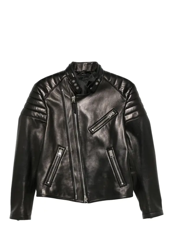 TOM FORD Leather Zipped Biker Jacket - Black