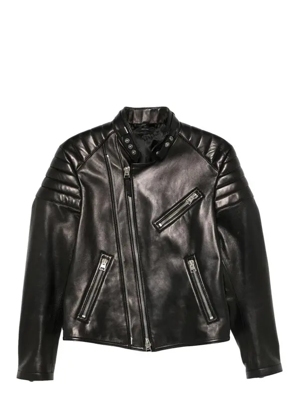 TOM FORD Leather Zipped Biker Jacket - Black