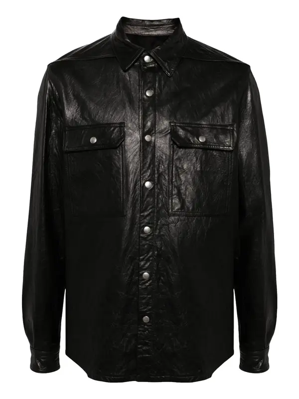 Rick Owens Leather Shirt Jacket - Black