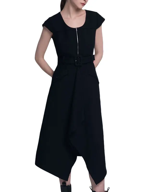 Ports 1961 Belted Short Sleeve Dress - Black