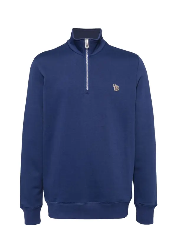 Paul Smith Zebra Logo Zip-neck Sweatshirt - Blue