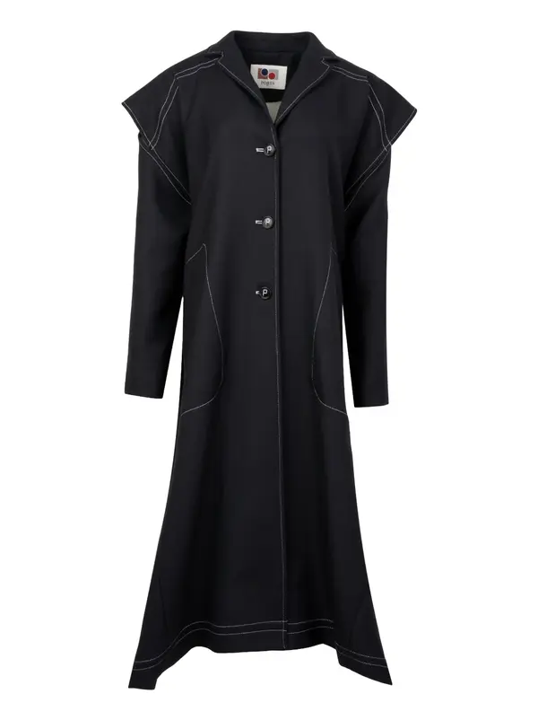 Ports 1961 Single-breasted Trench Coat - Black