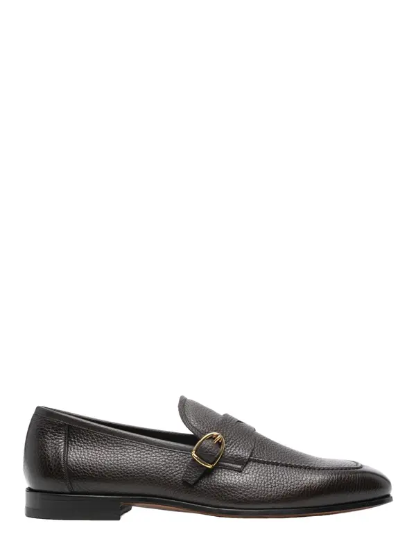 TOM FORD Grain Dover Buckle Loafers - Brown