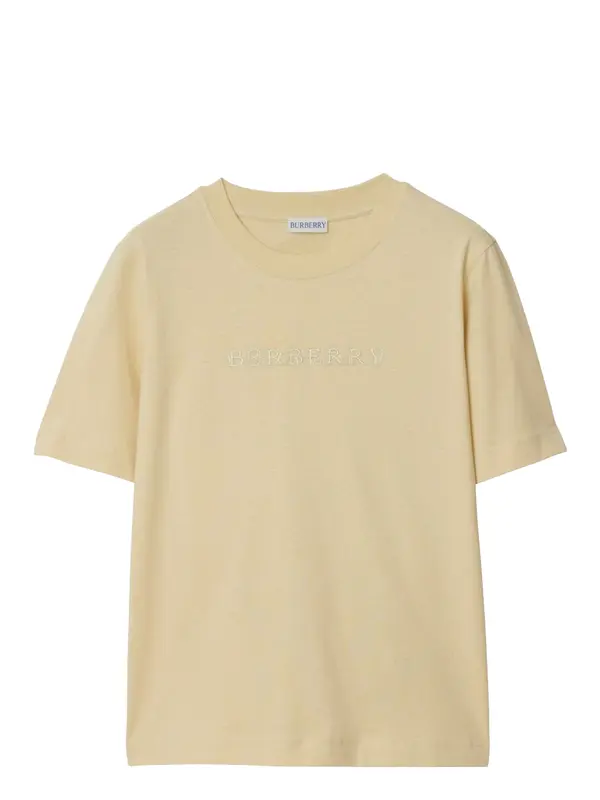 Burberry Logo-embroidered T-shirt - Neutrals