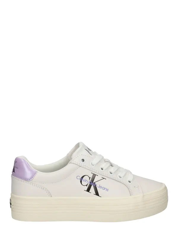 Calvin Klein Logo-print Leather Sneakers - White