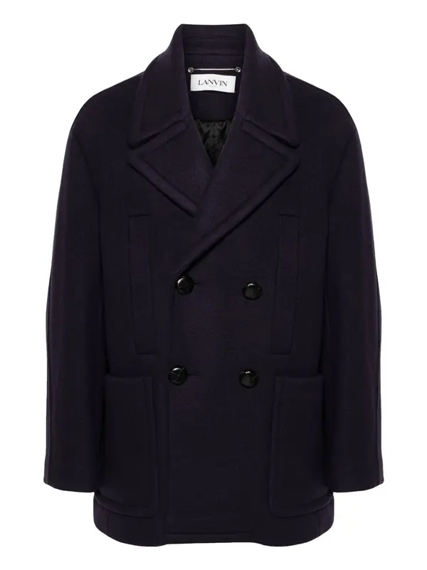 LANVIN Double-breasted Felted Coat - Blue