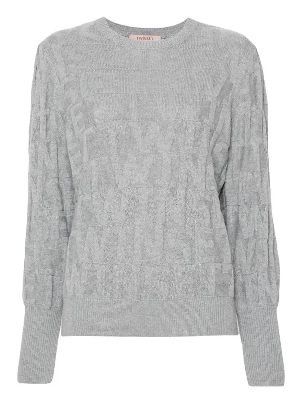 TWINSET Jacquard Logo Sweater - Grey