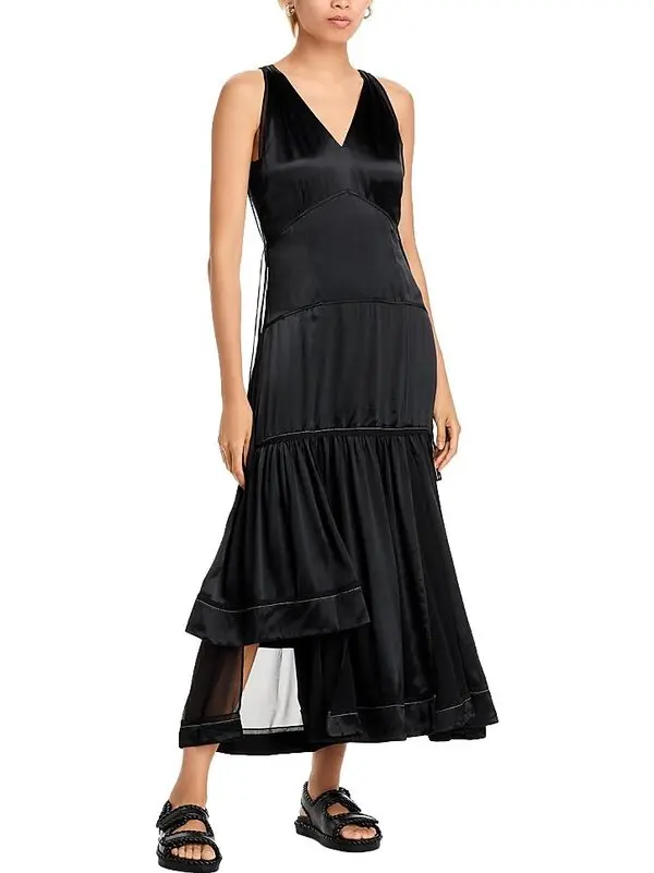 3.1 Phillip Lim Liquid Satin Tiered Gown - Black