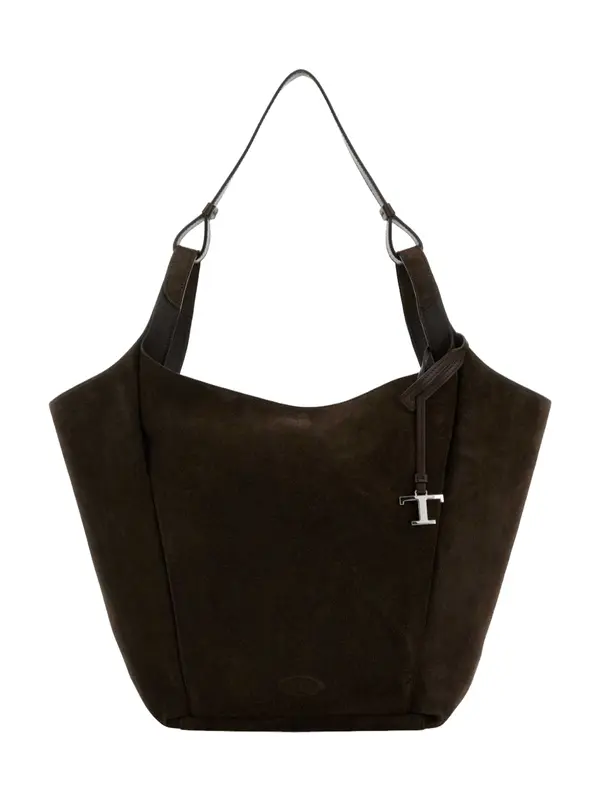 TOD'S T Timeless Suede Tote - Brown