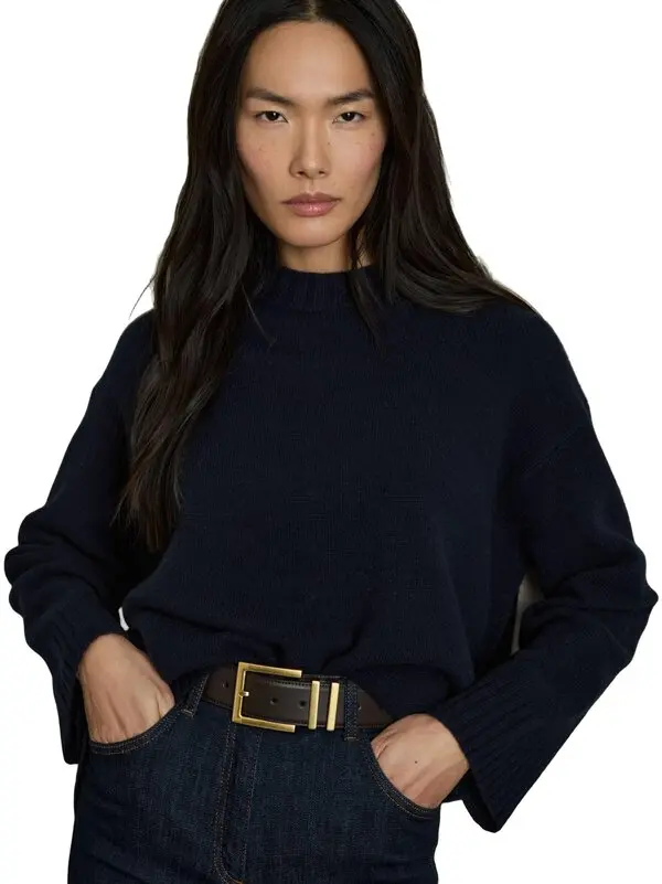 REISS Elena Wool-cashmere Crew Neck Jumper - Navy