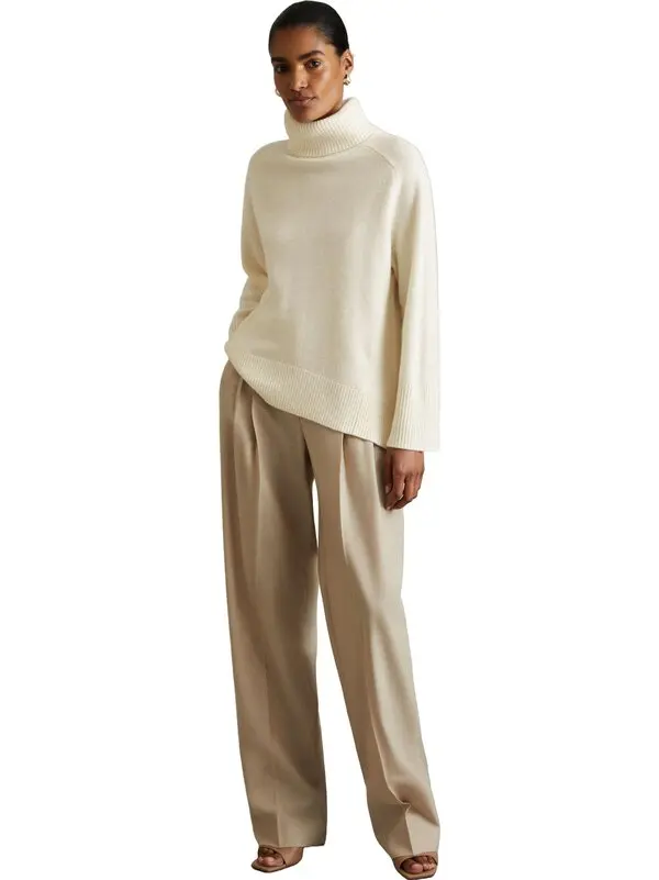 REISS Eliza Wool-cashmere Roll-neck Jumper - Cream