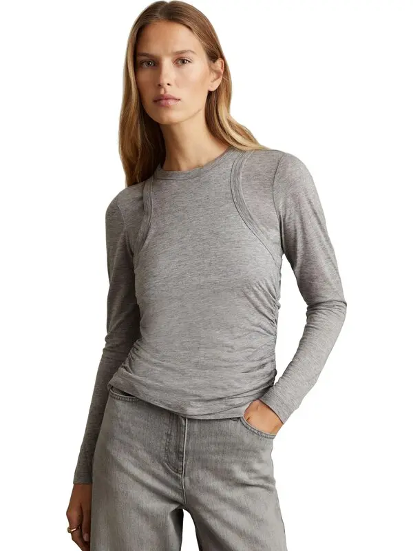 REISS Charlie Layered Top - Grey