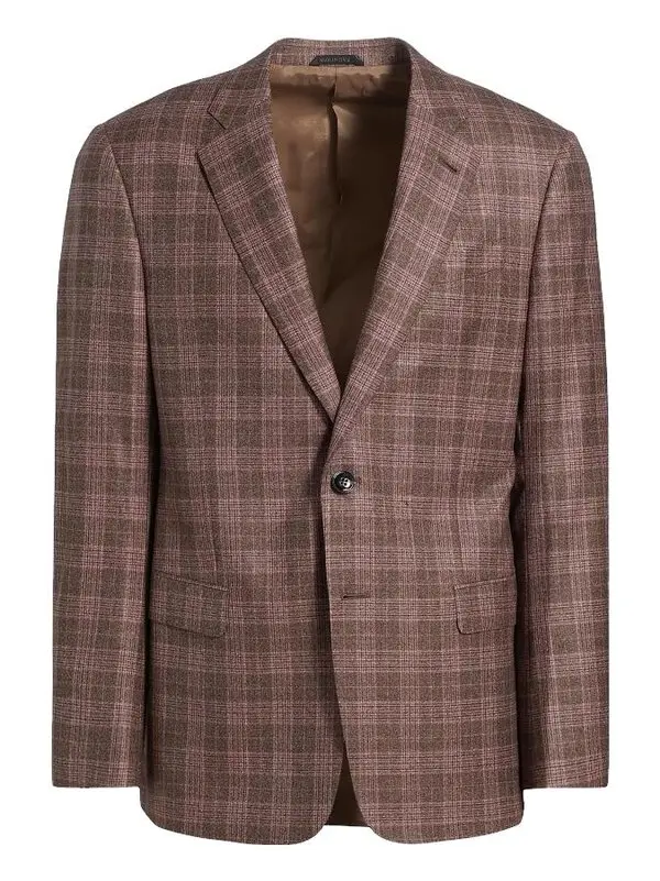 Giorgio Armani Windowpane Plaid Wool Jacket - Copper