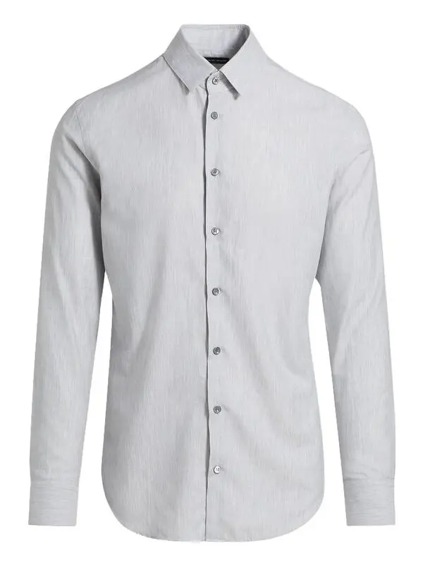Giorgio Armani Textured Cotton Button-up Shirt - Light Gray