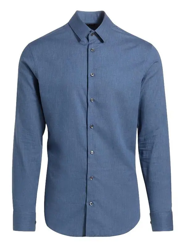 Giorgio Armani Woven Cotton Button-up Shirt - Blue