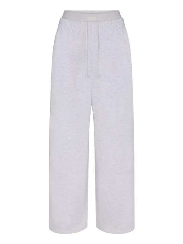 SKIMS Oversized Double Waistband Cotton Fleece Pants - Light Heather Grey