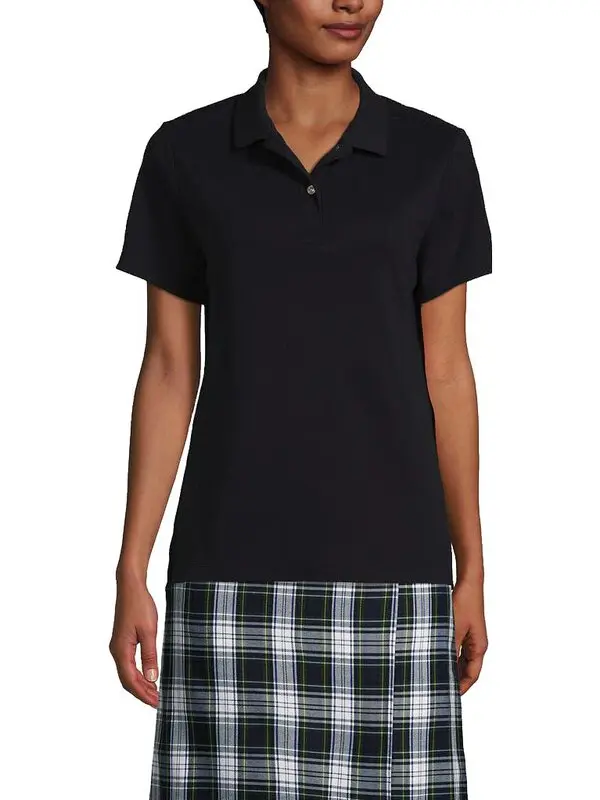 LANDS' END School Uniform Feminine Fit Interlock Polo Shirt - Black
