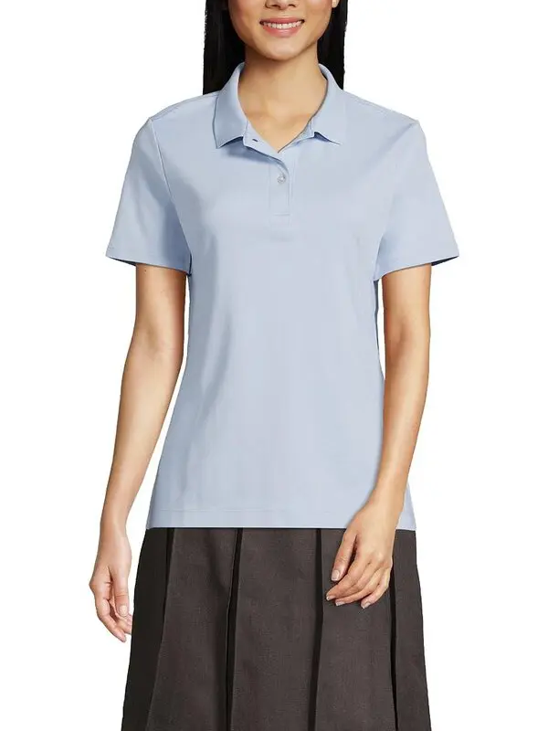 LANDS' END Feminine Fit Interlock Polo Shirt - Blue