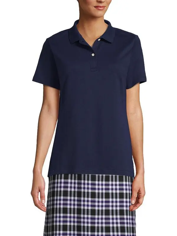 LANDS' END School Uniform Feminine Fit Interlock Polo Shirt - Classic Navy