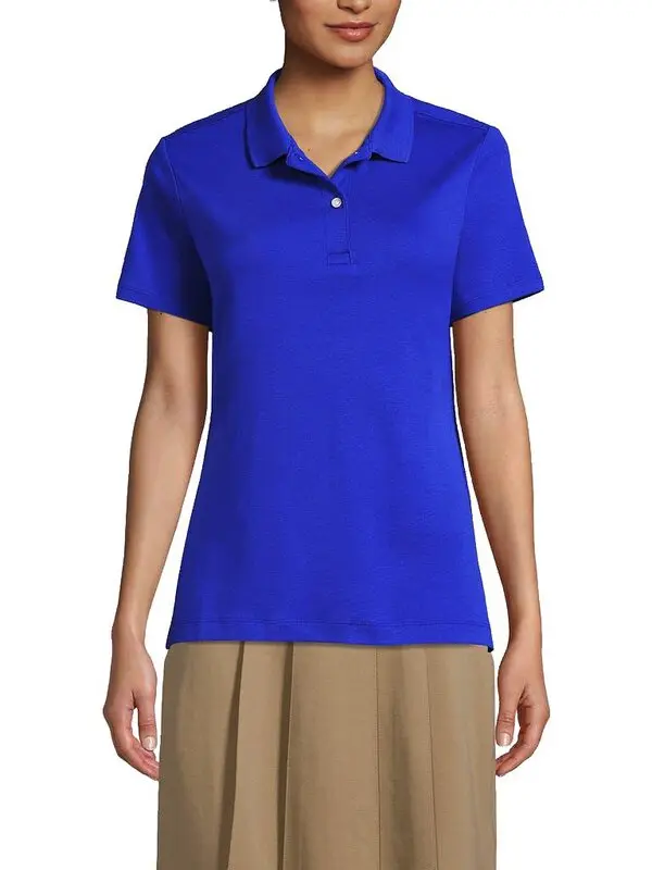 LANDS' END School Uniform Feminine Fit Interlock Polo Shirt - Cobalt