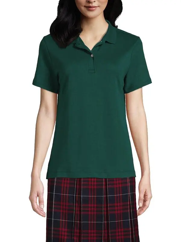 LANDS' END School Uniform Feminine Fit Interlock Polo Shirt - Evergreen