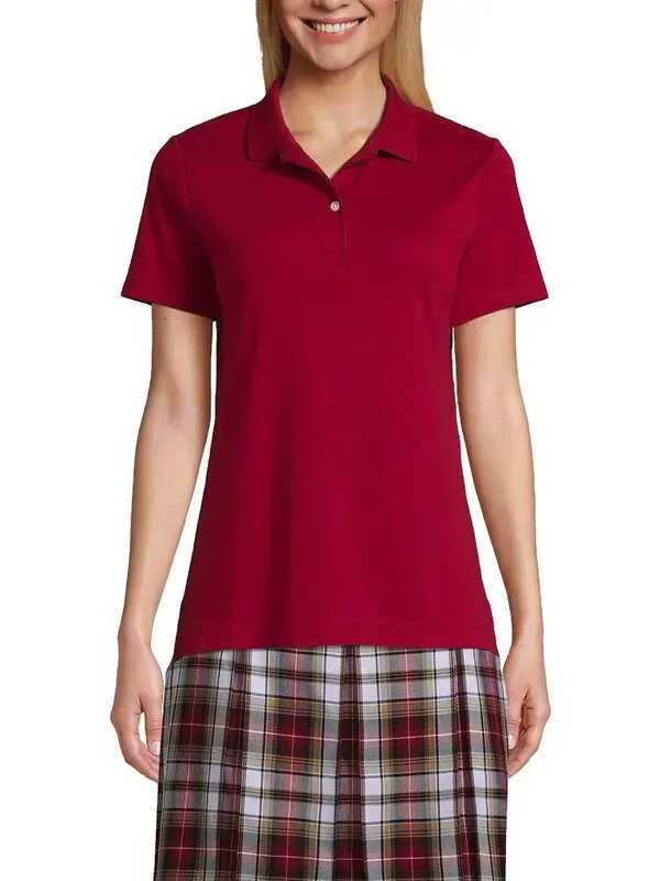 LANDS' END Feminine Fit Interlock Polo Shirt - Garnet