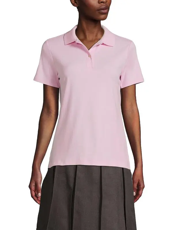 LANDS' END Feminine Fit Interlock Polo Shirt - Ice Pink