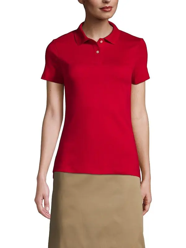 LANDS' END Feminine Fit Interlock Polo Shirt - Red