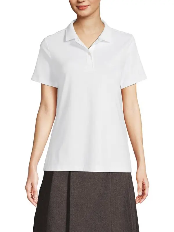 LANDS' END School Uniform Feminine Fit Interlock Polo Shirt - White