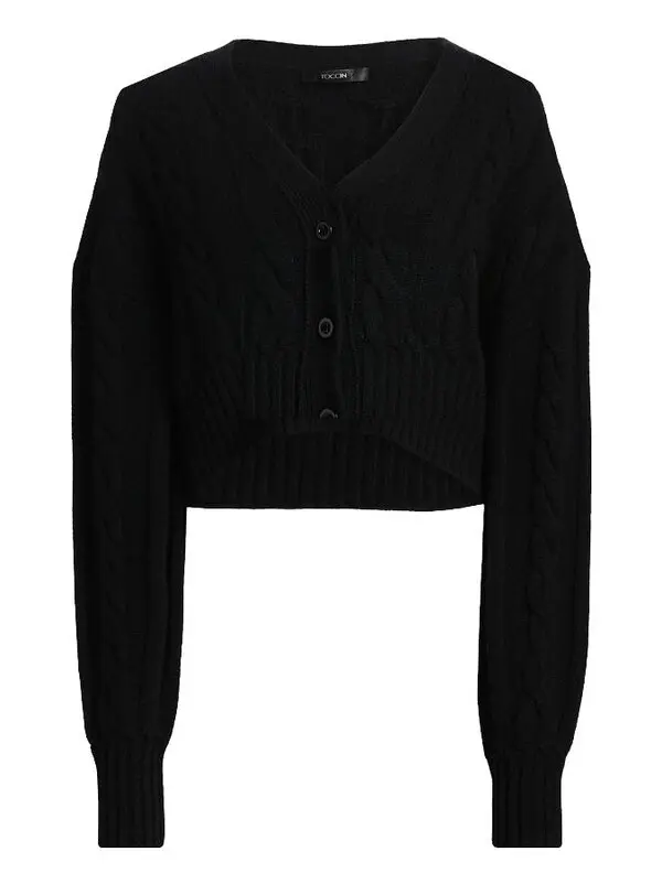 TOCCIN Lucie Wool-cashmere Cable-knit Cardigan - Jet