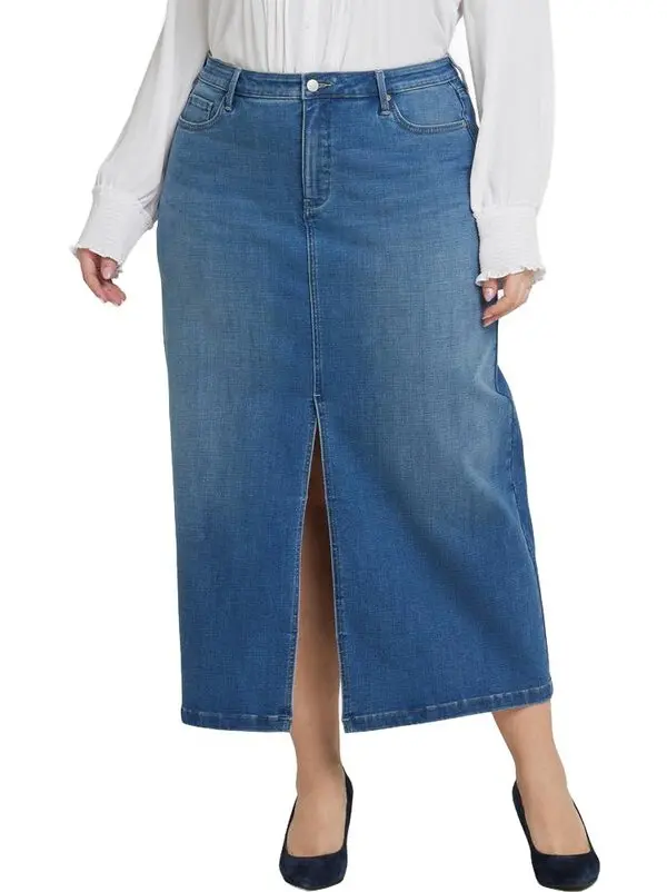 NYDJ High Waist Slit Front Denim Maxi Skirt - Fairmont