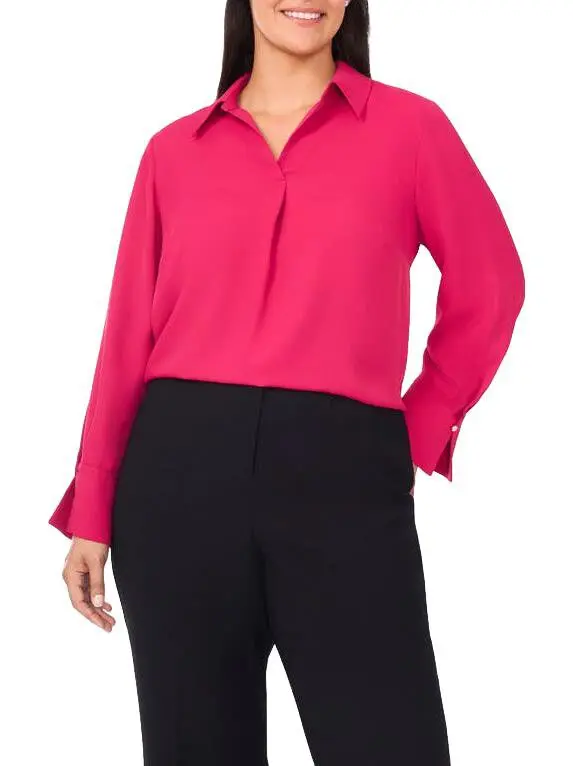 Halogen Johnny Collar Top - Vivacious