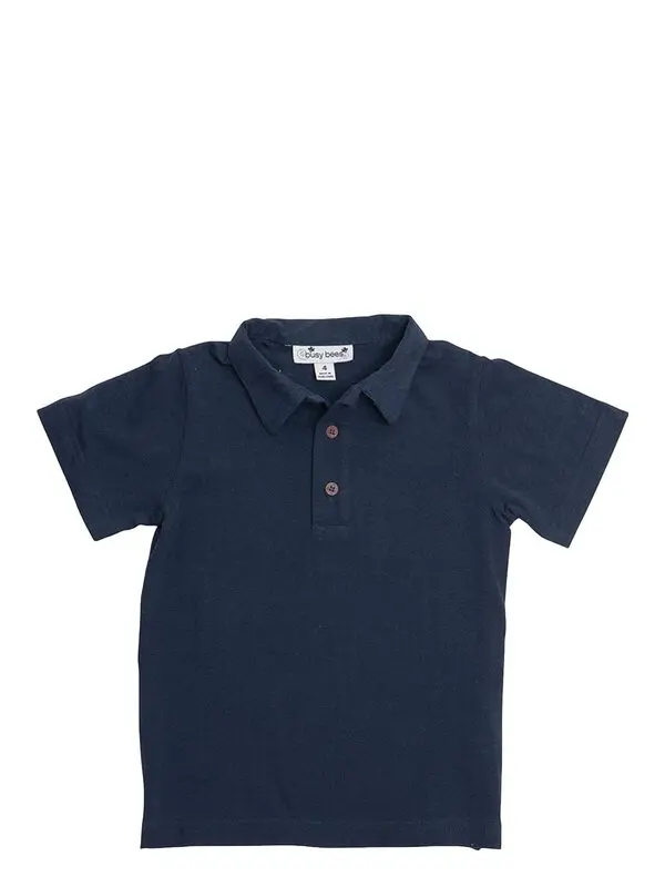 Busy Bees Short Sleeve Polo - Navy Knit
