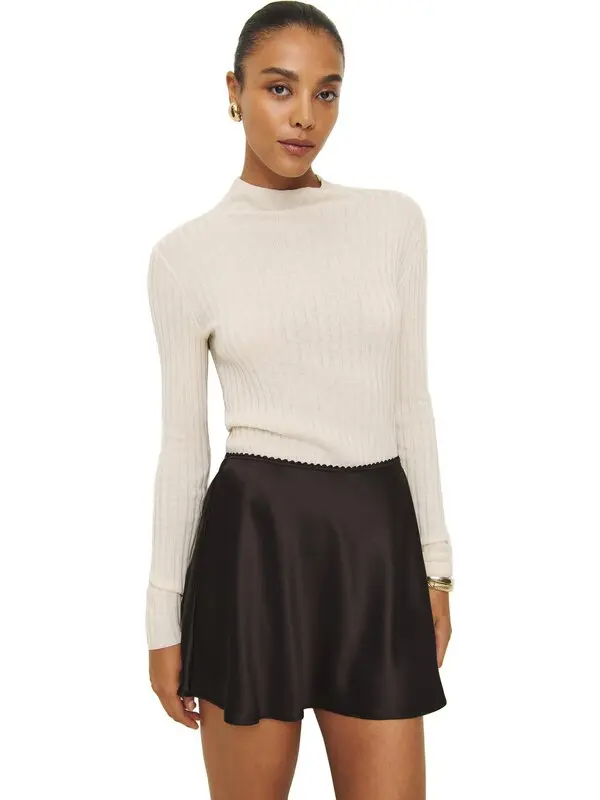 REFORMATION Brandy Satin Skirt - Brown