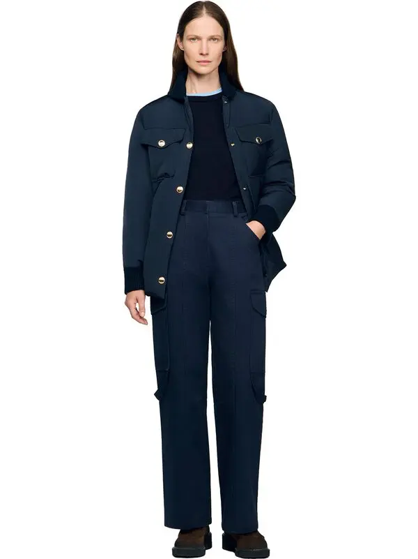 Sandro Wide-leg Cargo Trousers - Navy Blue