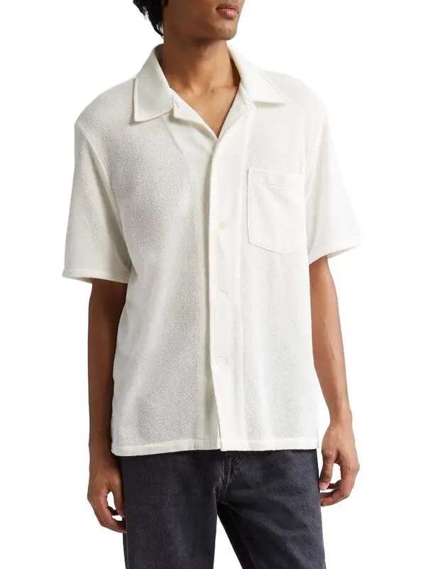 Our Legacy Boxy Bouclé Button-up Shirt - White Boucle