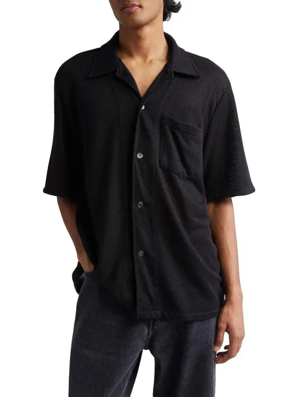 Our Legacy Boxy Bouclé Button-up Shirt - Black Boucle