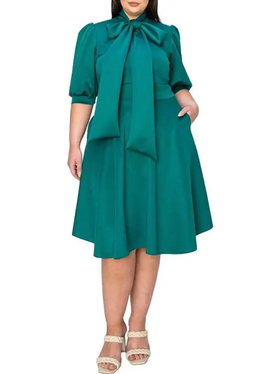 L I V D Carina Fit & Flare Midi Dress - Emerald