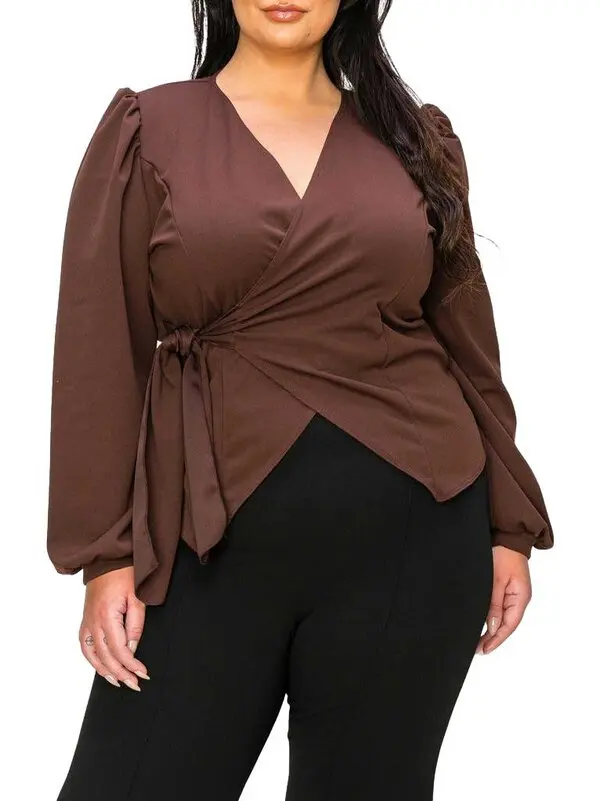 L I V D Yelena Wrap Top - Light Brown