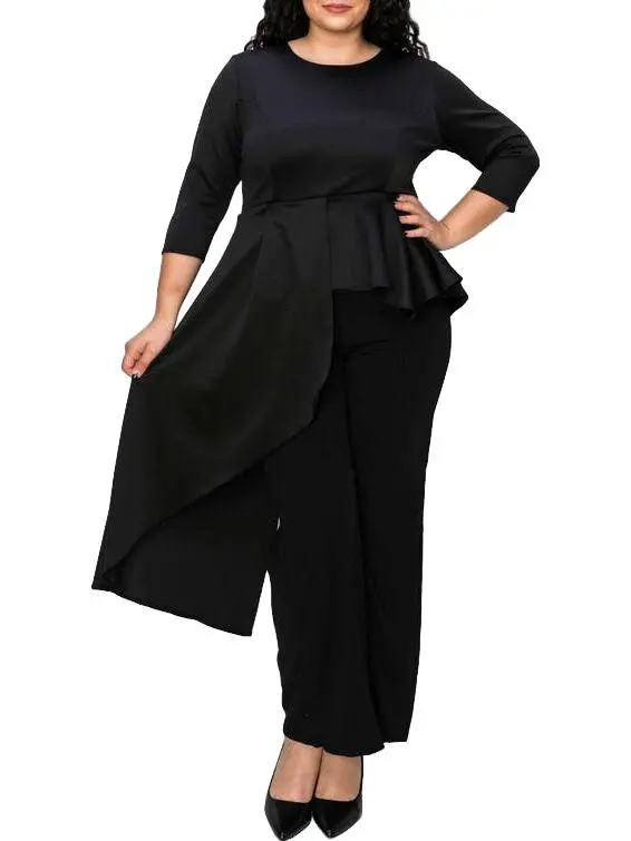 L I V D Sanctuary Asymmetric Peplum Top - Black