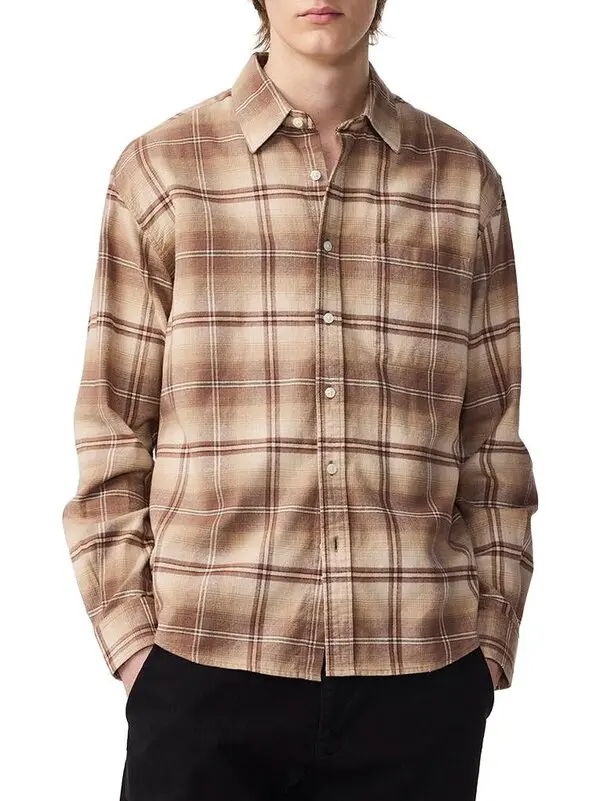 Nn07 Deon 5465 Organic Cotton Button-up Shirt - Camel Check