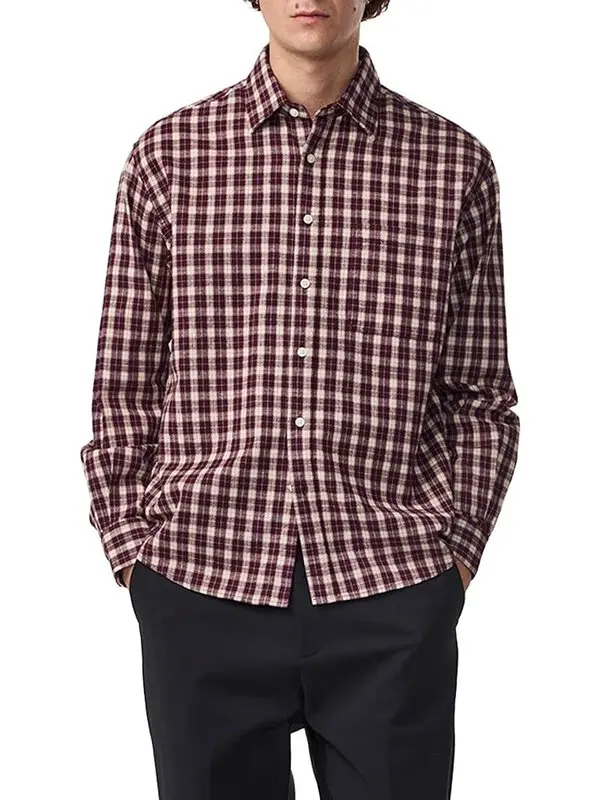 Nn07 Deon 5465 Organic Cotton Button-up Shirt - Wine Check
