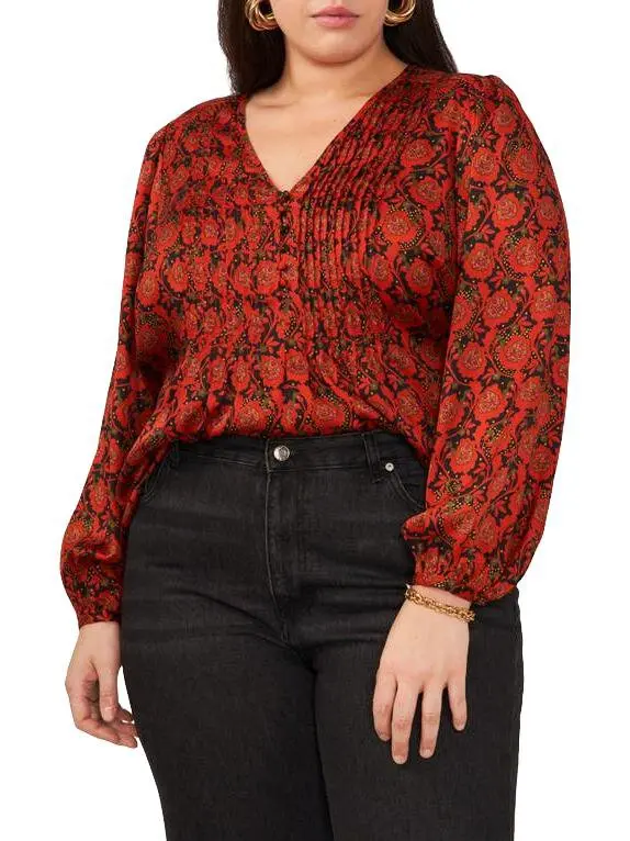 1.State Floral Print Woven Shirt - Studio Red