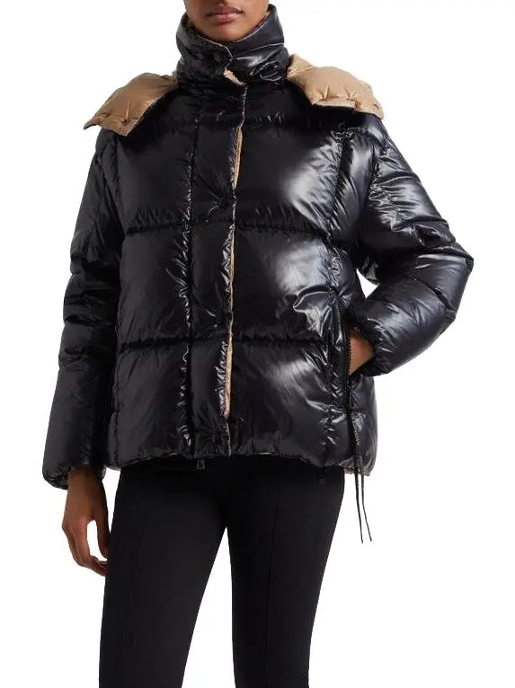 Moncler Parana Down Puffer Jacket With Removable Hood - Black/black