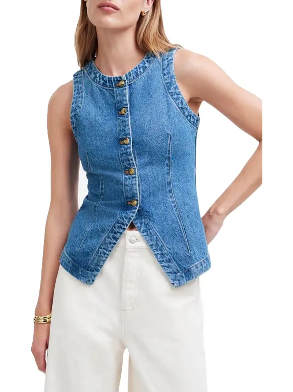 Madewell Crewneck Denim Vest - Java Wash