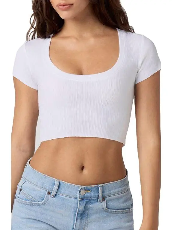 FLORENCE BY MILLS Softie Rib Short Sleeve Crop Top - Bright White