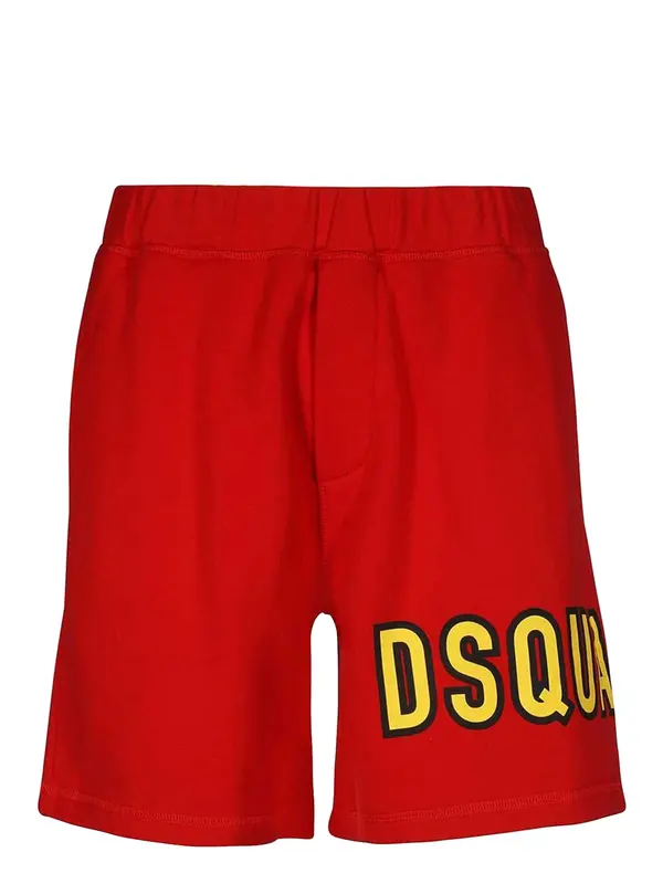 Dsquared2 Cotton Logo Shorts - Red