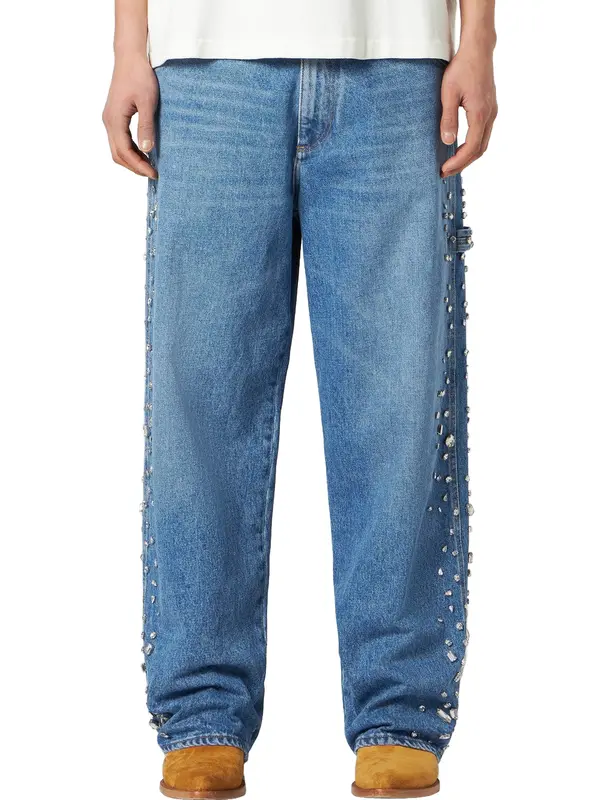 1989 STUDIO Crystal-embellished Denim Pants - Light Blue