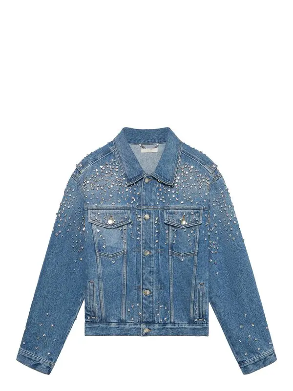 1989 STUDIO Denim Trucker Jacket With Crystals - Light Blue